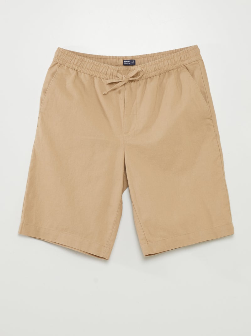 Bermuda chino large avec lin - Beige - Kiabi - 17.00€