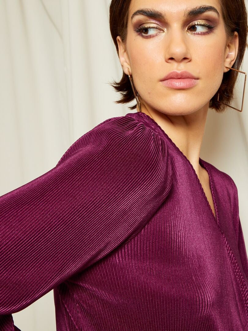 Blouse plissée col cache-cœur - Violet - Kiabi - 18.00€
