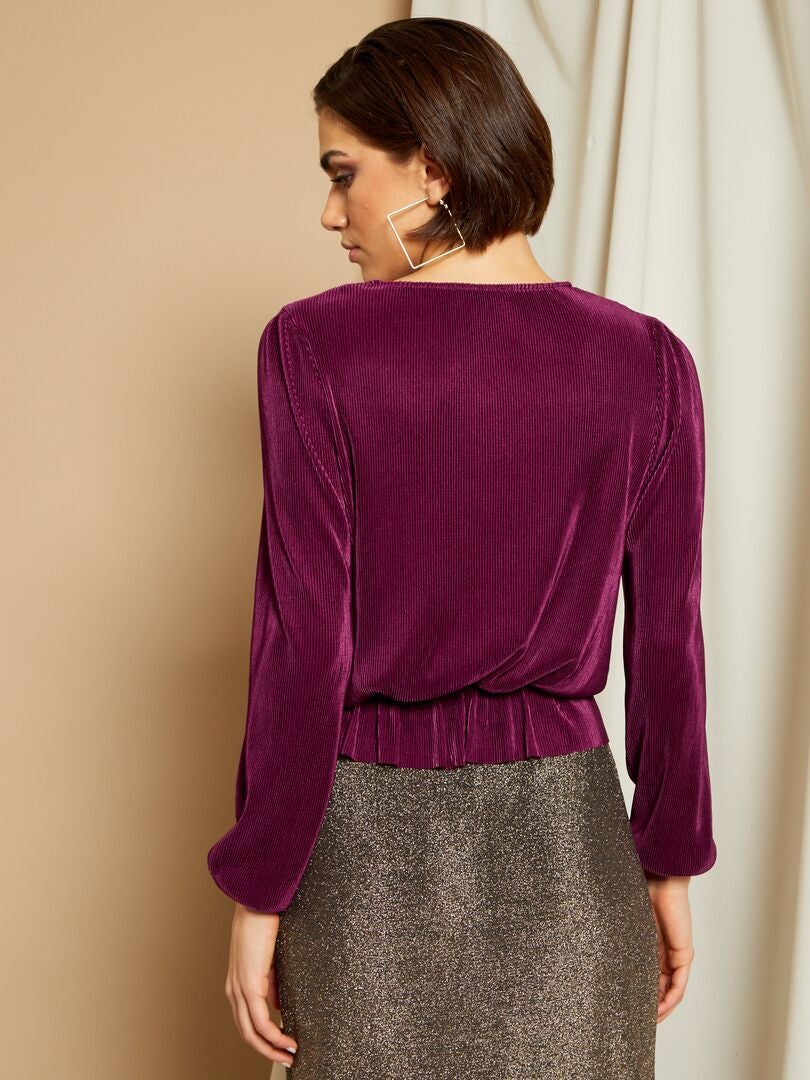 Blouse plissée col cache-cœur - Violet - Kiabi - 18.00€