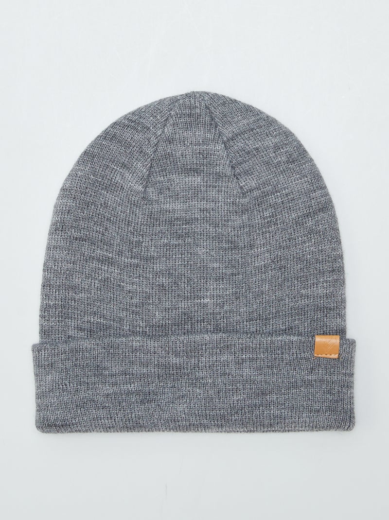 Bonnet uni en maille fine - Gris - Homme - 5.00€ - Kiabi