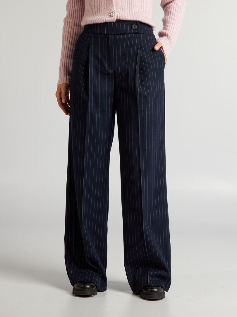 Bootcut/flared broek van flanel - BLAUW - Kiabi - 22.00€