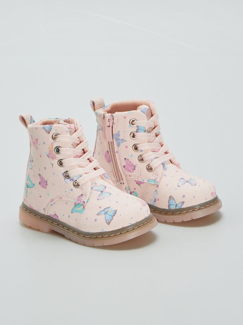 Boots type godillot 'papillons' - Rose - Kiabi - 20.00€