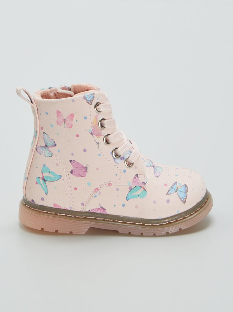 Boots type godillot 'papillons' - Rose - Kiabi - 20.00€