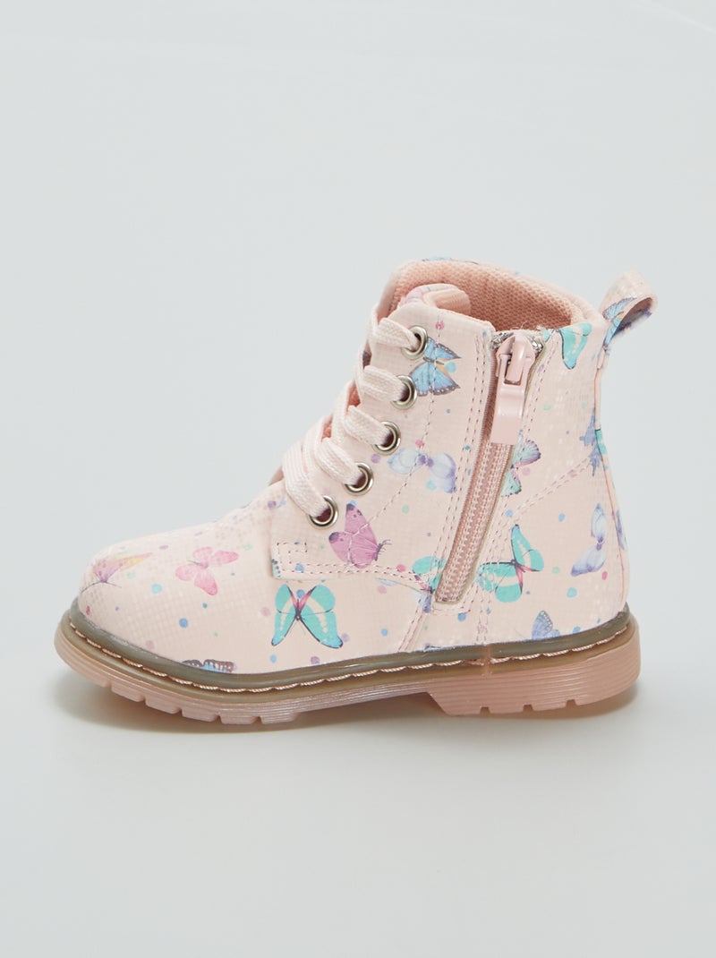 Boots type godillot 'papillons' - Rose - Kiabi - 20.00€