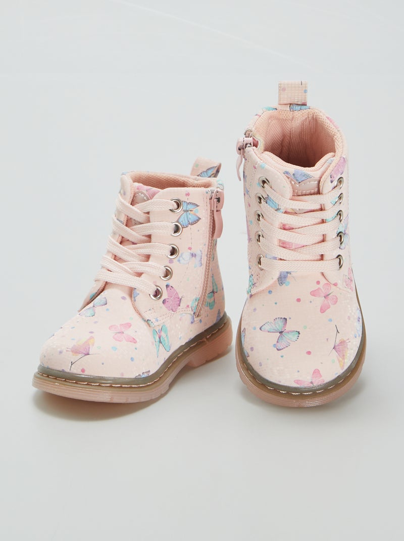 Boots type godillot 'papillons' - Rose - Kiabi - 20.00€