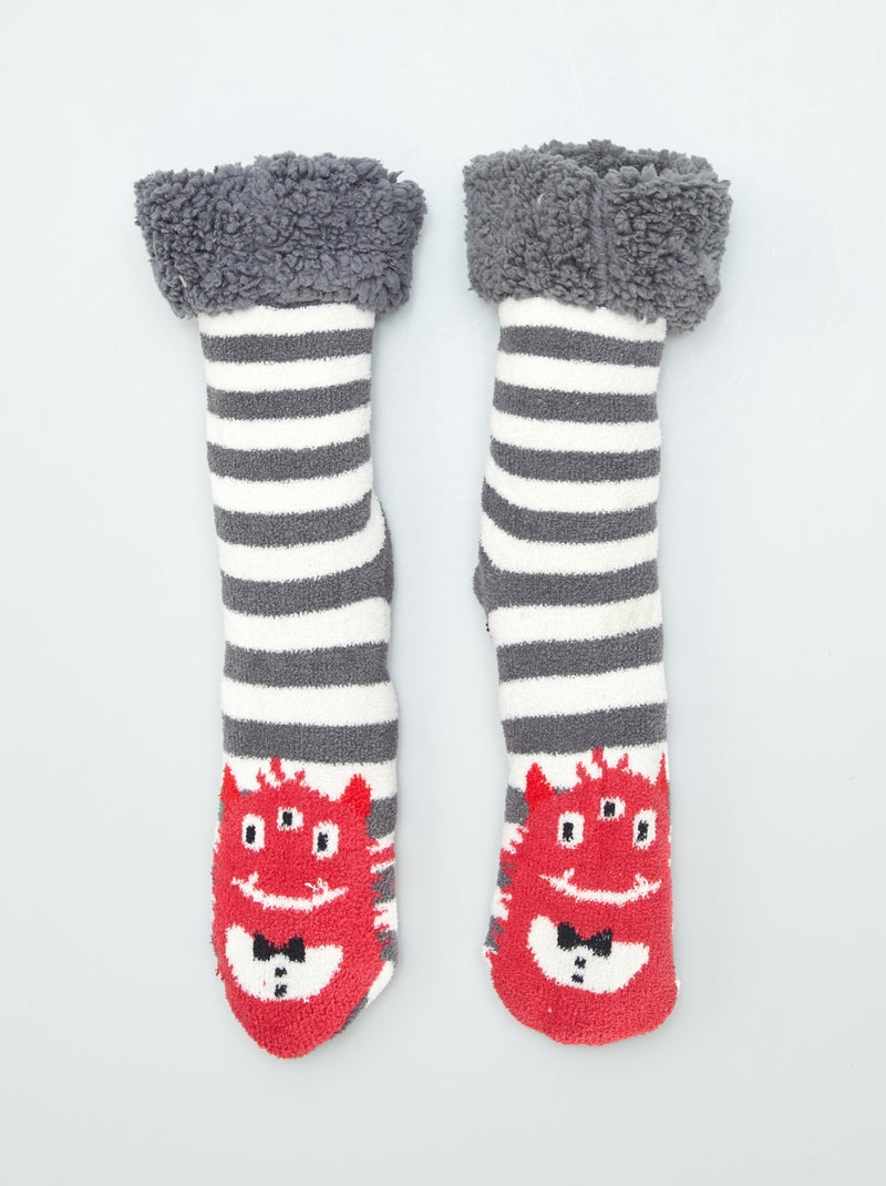 Chaussons chaussettes - Rouge - 8.00€ - Kiabi