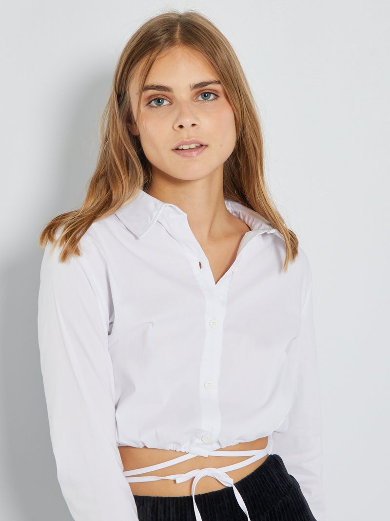 Chemise crop avec lien autour de la taille - blanc - 22.00€ - Kiabi