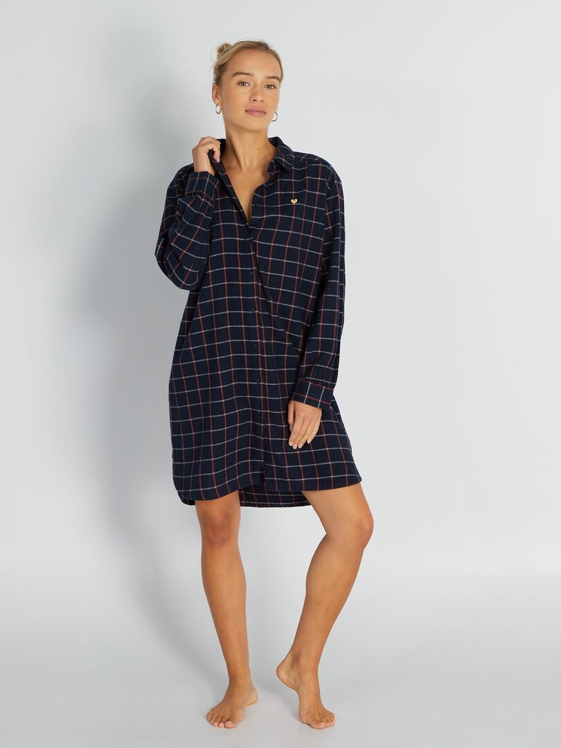 Chemise de nuit en flanelle - Marine - Kiabi - 16.00€