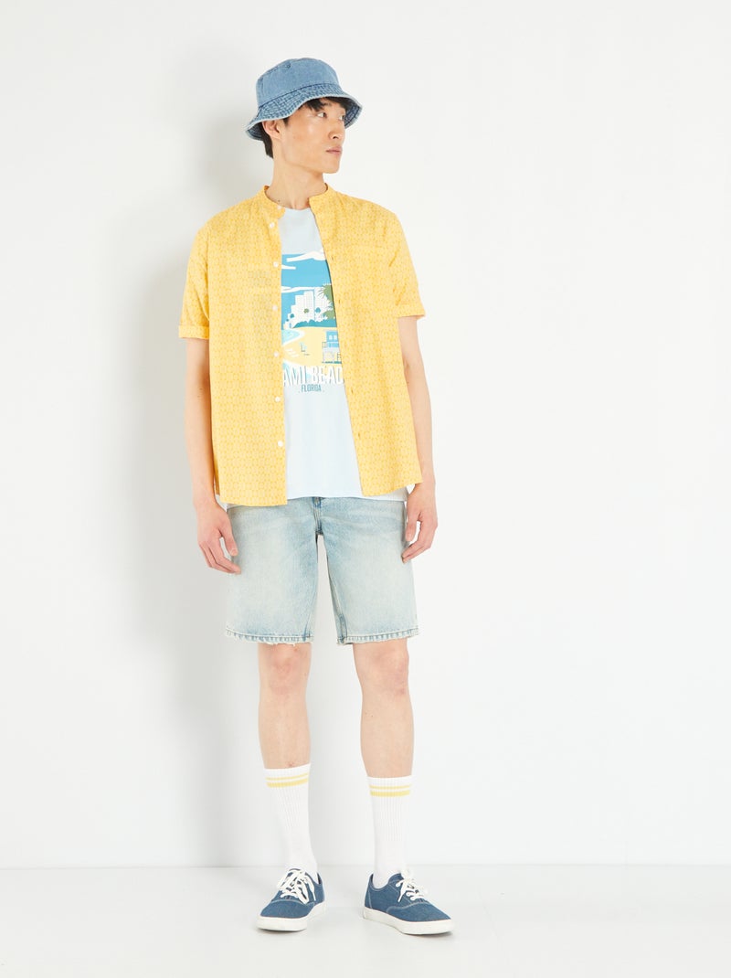 Chemise en lin avec imprimé - Jaune - Homme - 15.00€ - Kiabi