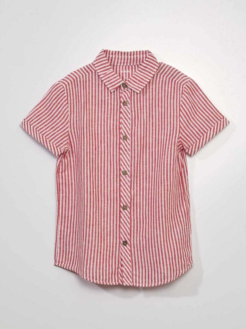 Chemise rayée manches courtes - Rouge - Kiabi - 10.00€