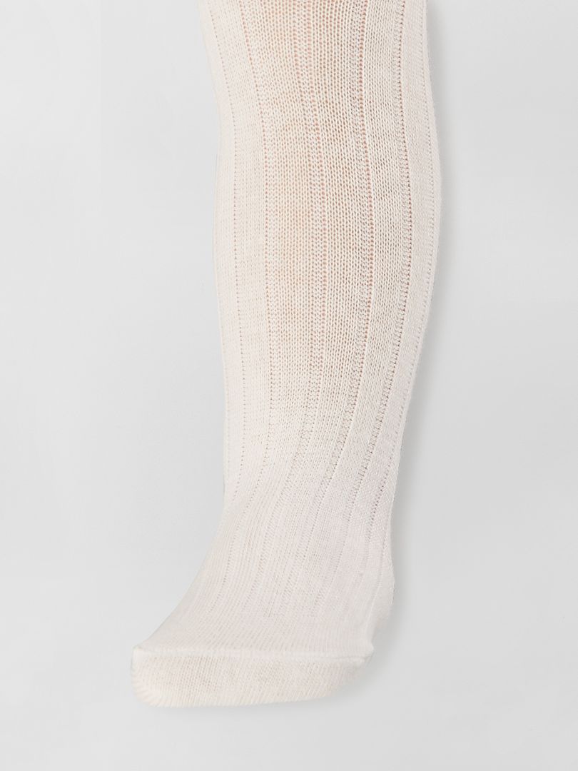 Collants chauds côtelés - écru - Kiabi - 3.00€