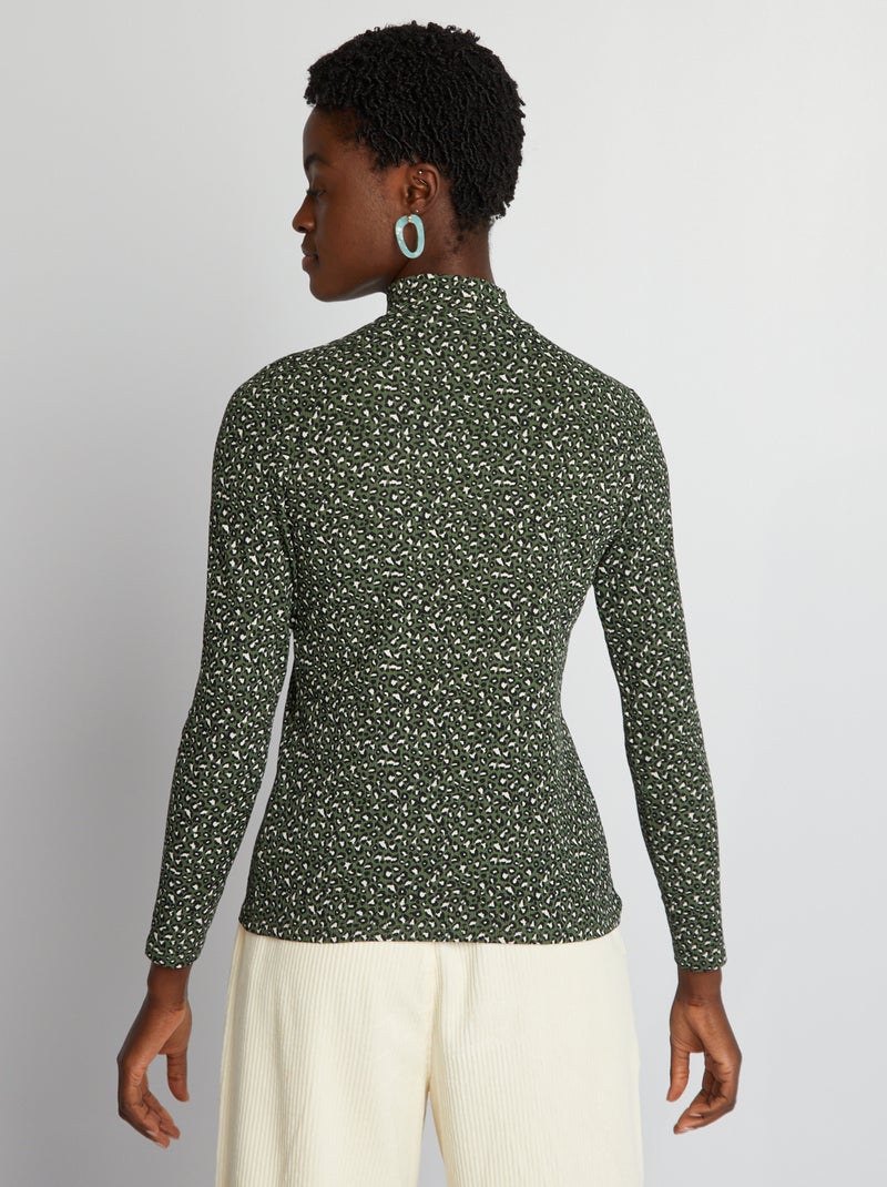 Coltrui met ribbeltextuur en luipaardprint - KAKI - Kiabi - 10.00€