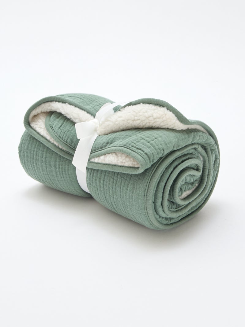 Couverture en gaze de coton et polaire - Vert - 15.00€ - Kiabi