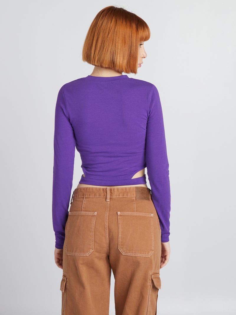 Crop-top à manches longues - Violet - Kiabi - 6.00€