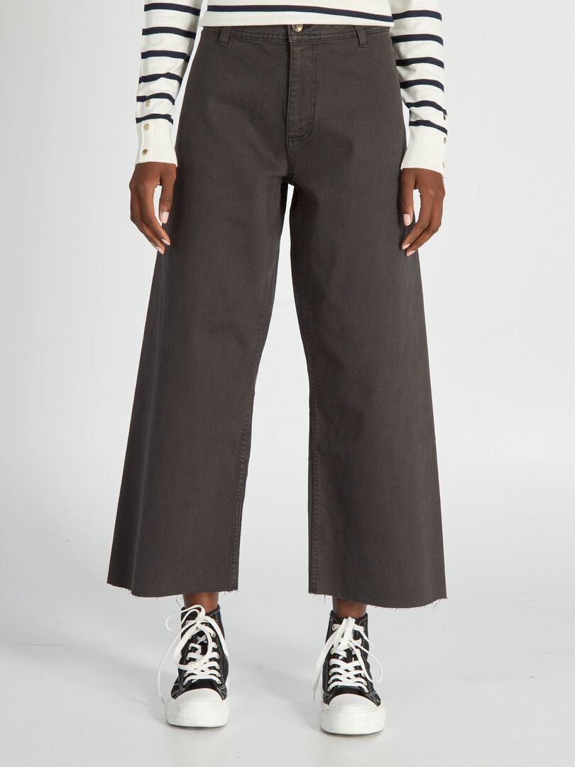 Cropped broek met wijde pijpen - zwart - Kiabi - 20.00€