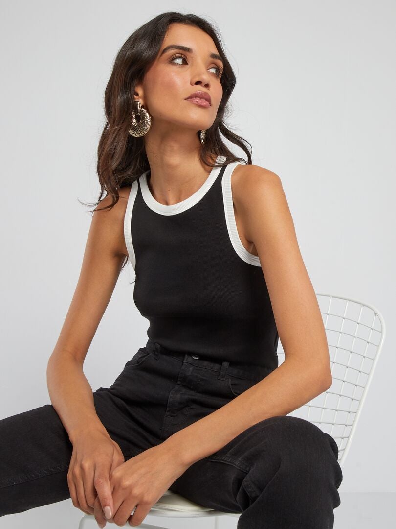 Débardeur aux emmanchures contrastées - noir - Kiabi - 10.00€