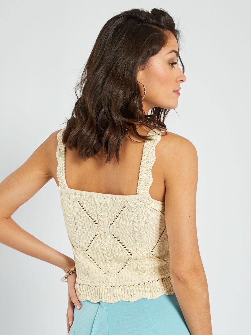 Débardeur pull en maille crochet - Blanc - Kiabi - 15.00€