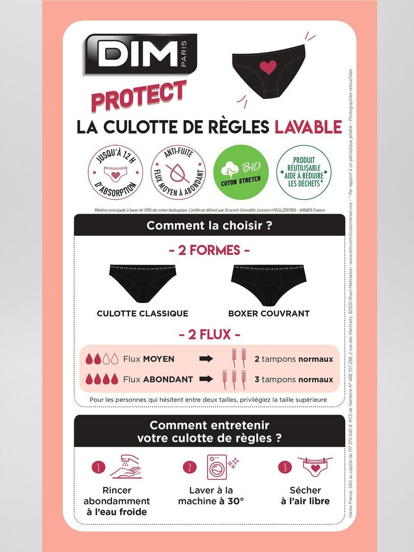 DIM Protect menstruatieslip - voor normale menstruatiedagen - zwart ...