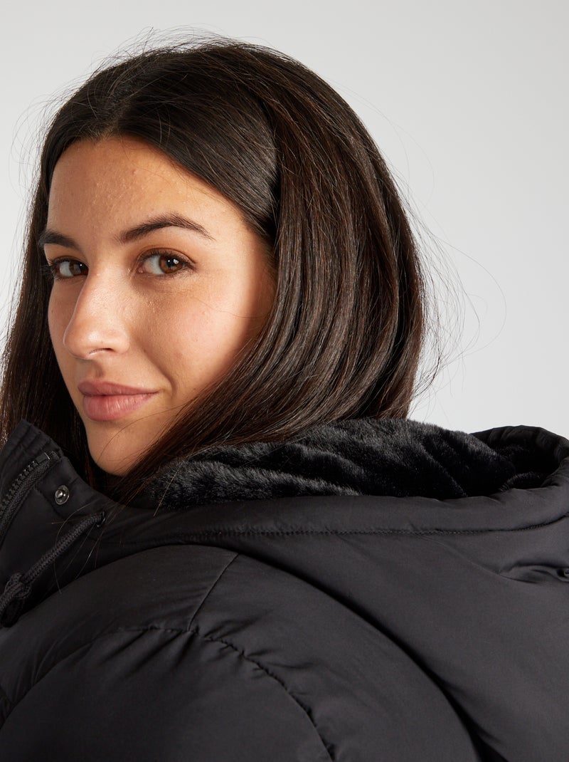 Doudoune longue doublée polaire - noir - Kiabi - 59.00€