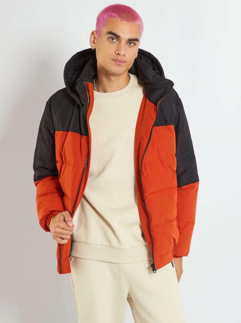 Doudoune matelassé color-block - Orange - 35.00€ - Kiabi