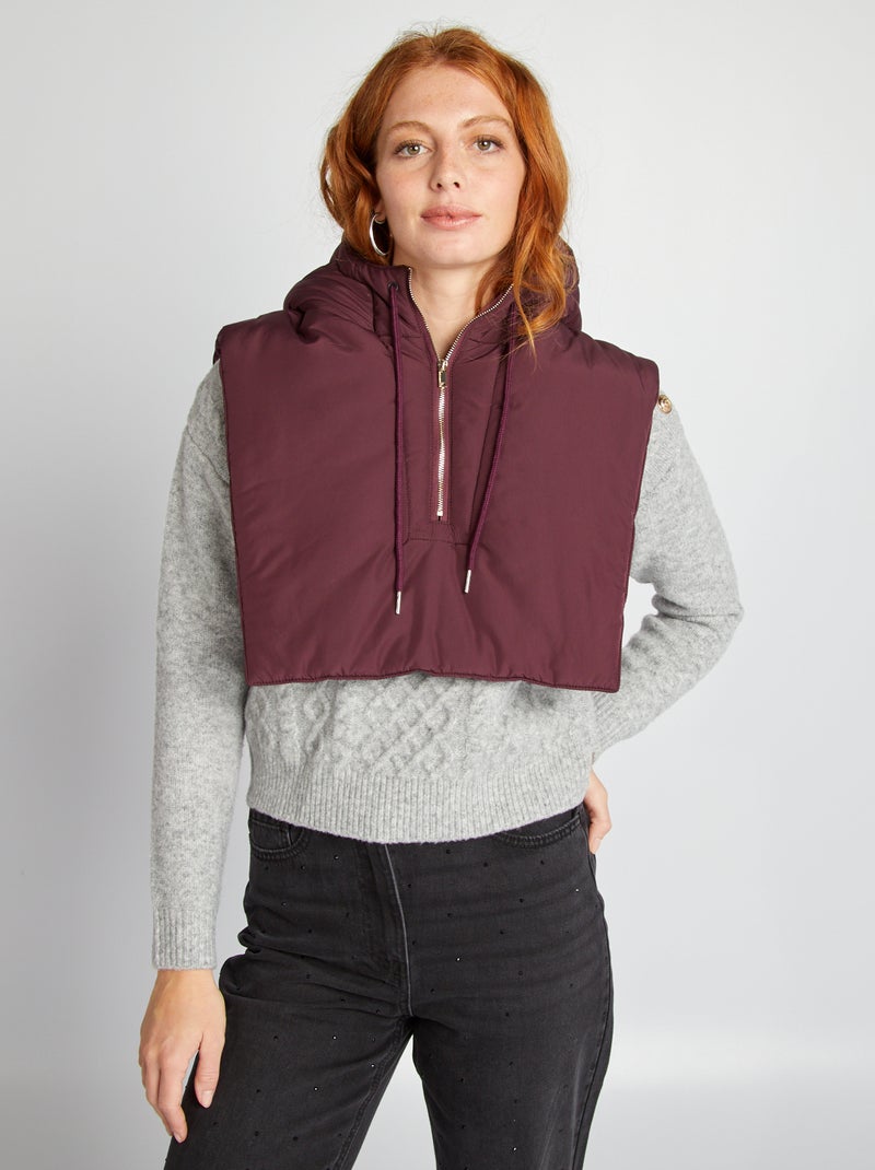 Doudoune plastron à capuche - Violet - Kiabi - 14.00€