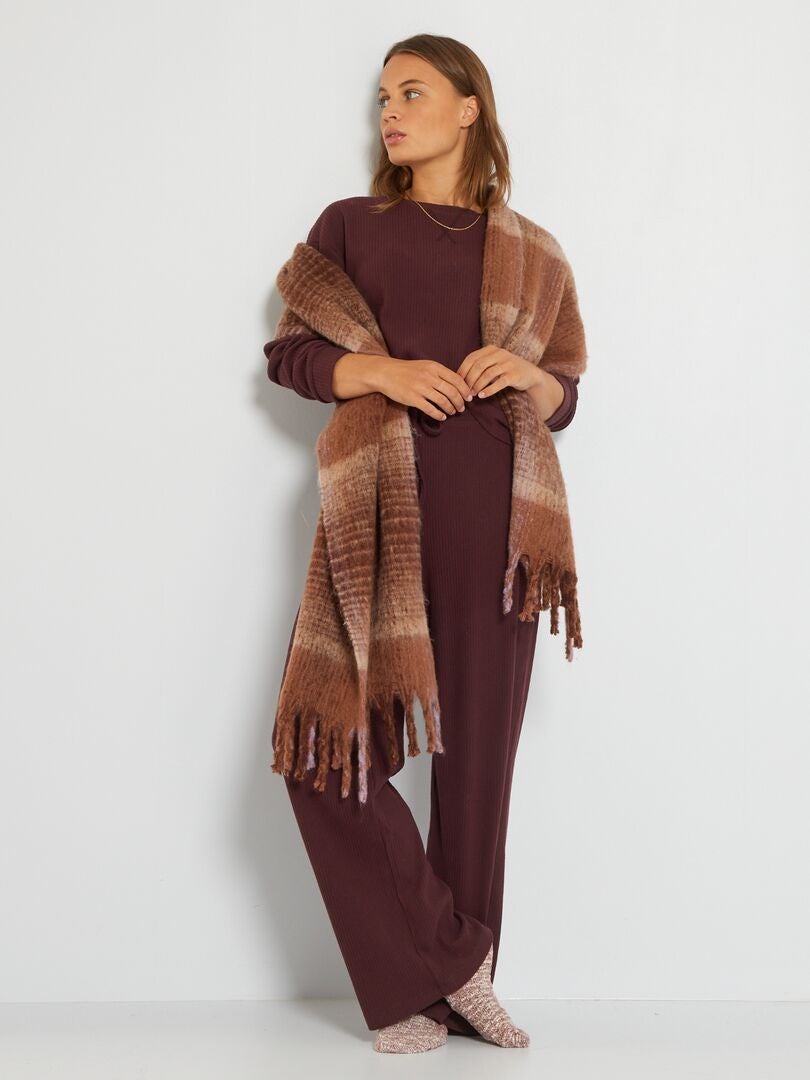 Ensemble pyjama côtelé - brun prune - Kiabi - 22.00€