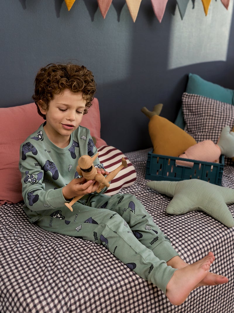 Ensemble pyjama long t-shirt + pantalon avec motif all over - Vert ...