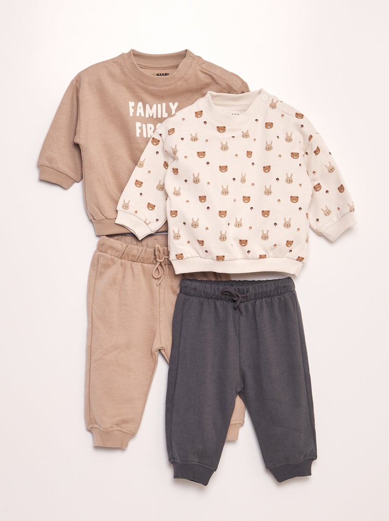 Ensemble sweat + jogging - 2 pièces - Beige/blanc - Bébé - 20.00€ - Kiabi