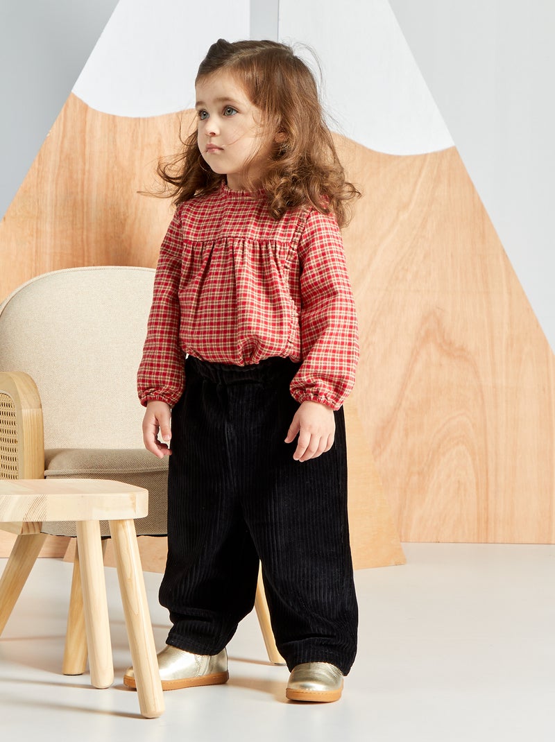 Flanellen bloesje met ruitjes - ROOD - 13.00€ - Kiabi