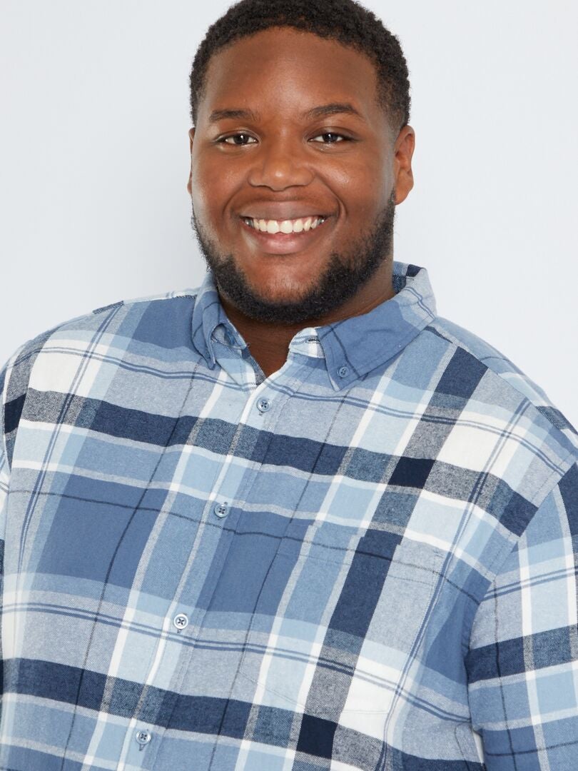 Flanellen overhemd met ruitjes - BLAUW - Kiabi - 22.00€