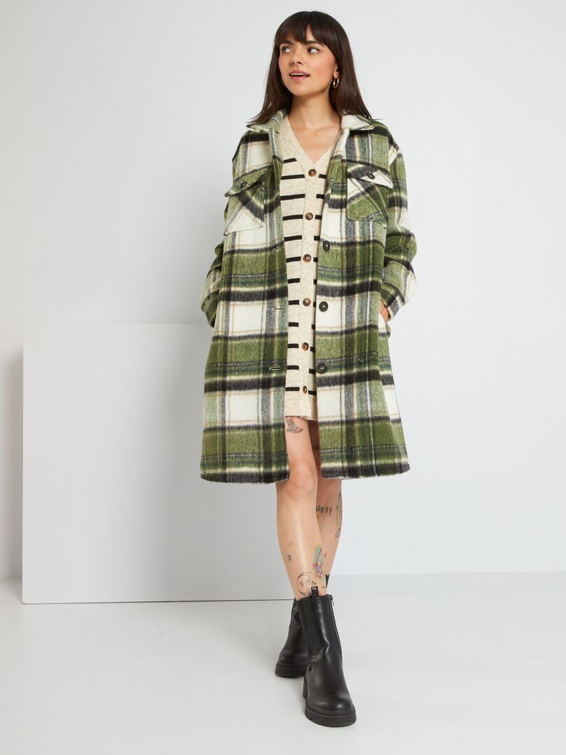 Flanellen overhemd met ruitjes - groen geruit - Kiabi - 35.00€