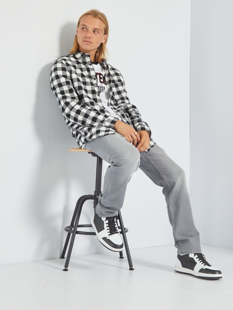 Flanellen overhemd met ruitjes - WIT - Kiabi - 15.00€