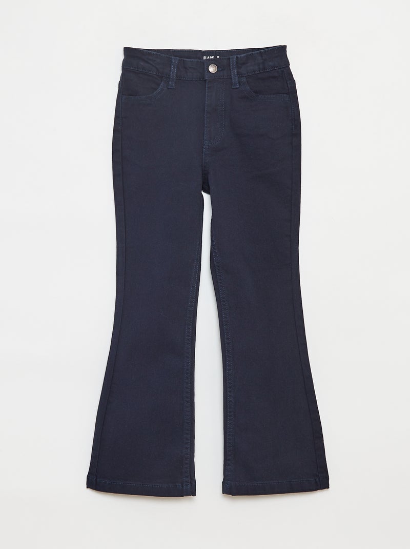 Flared broek van keperstof met verstelbare taille - Blauw - Meisje - 10 ...
