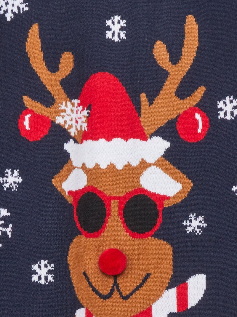 Gebreide trui-jurk met kerstmotief - BLAUW - 12.00€ - Kiabi