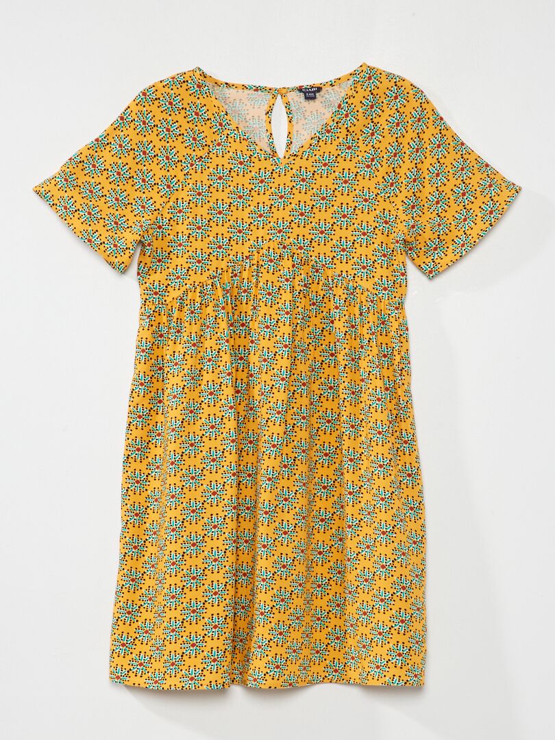 Gerende jurk met bloemenmotief - GEEL - Kiabi - 15.00€