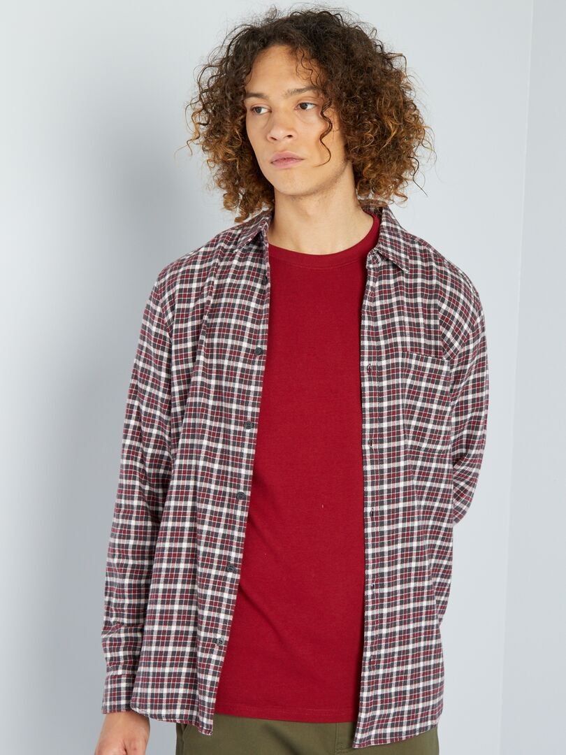 Geruit, flanellen overhemd - ROOD - Kiabi - 17.00€