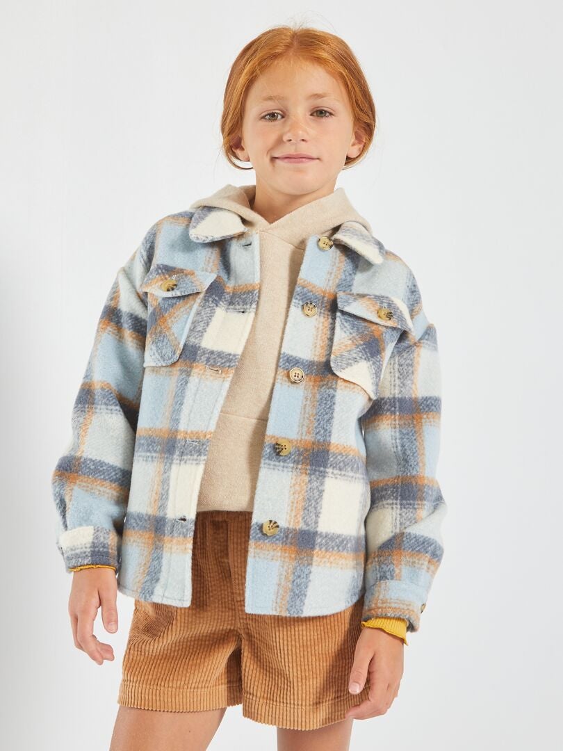 Geruite, flanellen blouse - BLAUW - Kiabi - 15.00€