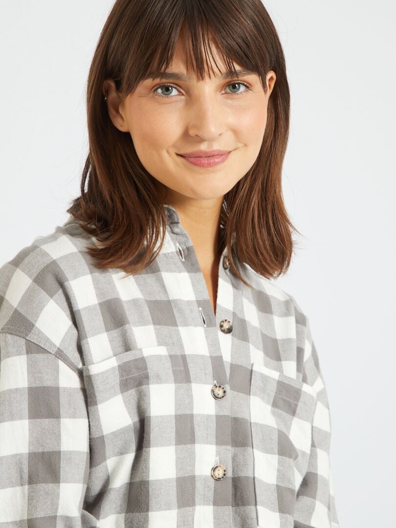 Geruite overhemdjurk - GRIJS - Kiabi - 22.00€