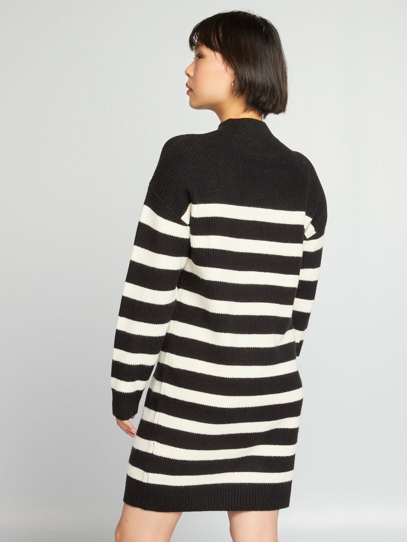 Gestreepte trui-jurk van tricot - WITTE STREEP - Kiabi - 20.00€
