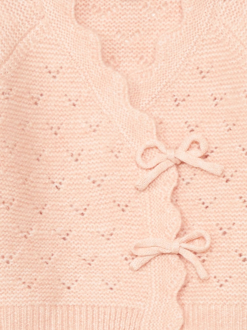 Gilet cache-coeur en maille fantaisie - Rose cendré - Kiabi - 14.00€