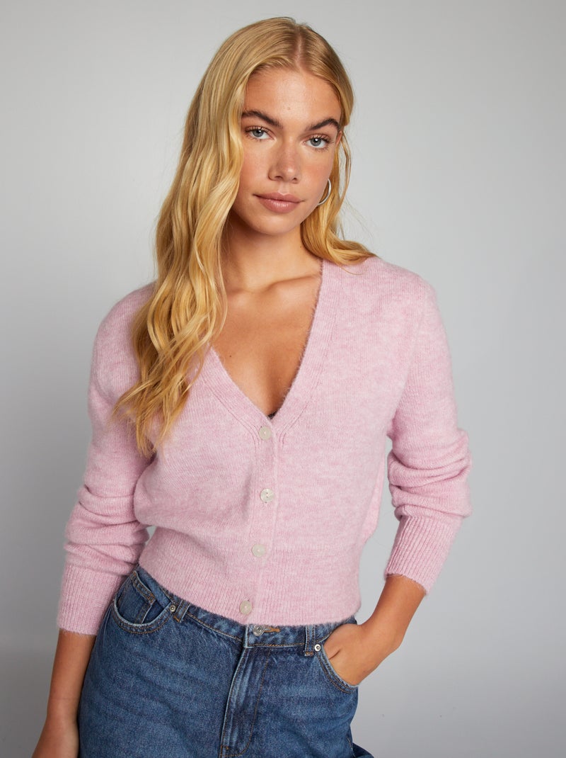 Gilet court en maille fine jauge - Rose - 18.00€ - Kiabi