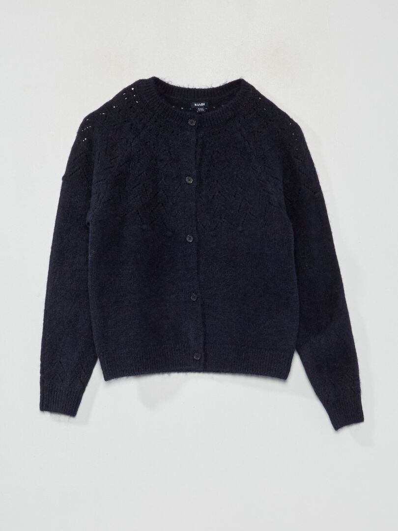 Gilet en maille ajourée - bleu marine - Kiabi - 12.00€