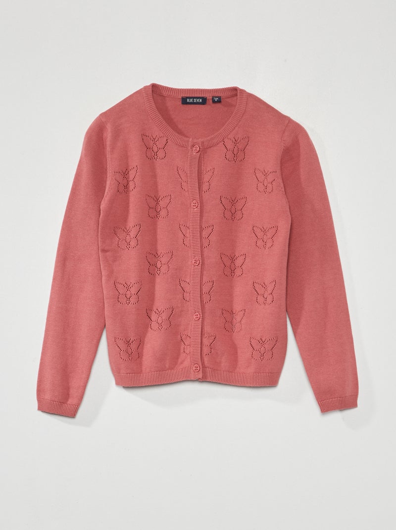 Gilet en maille fantaisie - Rose - Kiabi - 13.00€