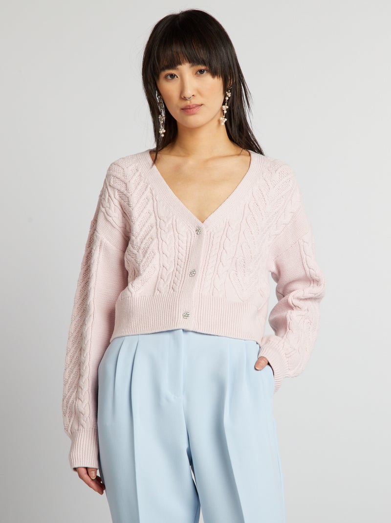 Gilet en maille fantaisie - Rose - Kiabi - 18.00€