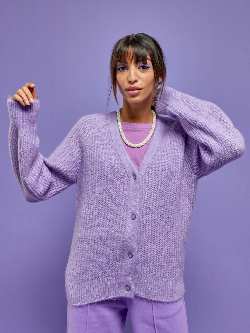 Gilet en maille grosse jauge - Violet - Kiabi - 22.00€