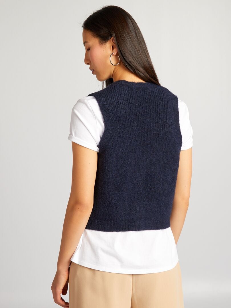 Gilet sans manches en tricot - bleu marine - Kiabi - 15.00€
