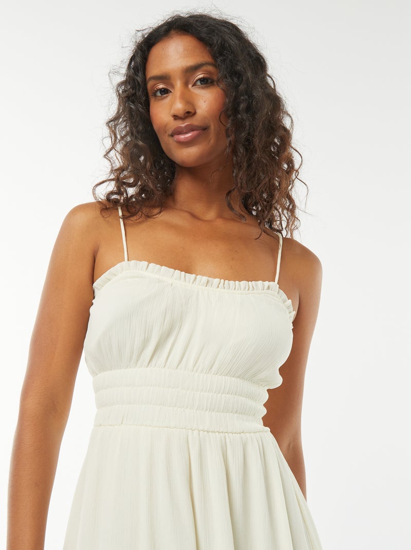 Halflange jurk met smokwerk en smalle bandjes - Geel - Dame - 25.00 ...