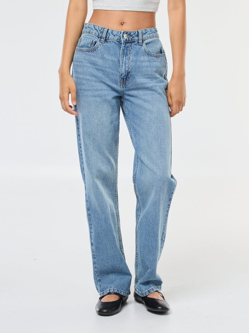 Jean straight taille haute - Double stone - Femme - 20.00€ - Kiabi