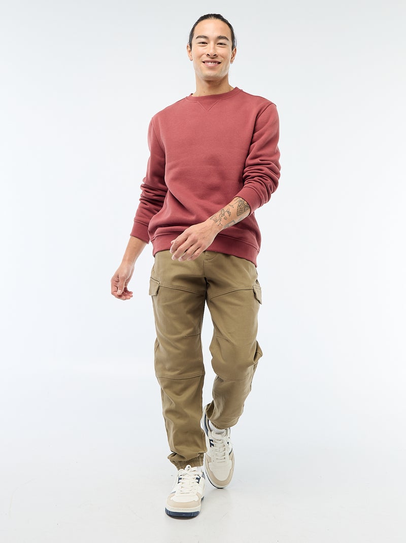 Jogging cargo uni en coton - Vert - Homme - 30.00€ - Kiabi