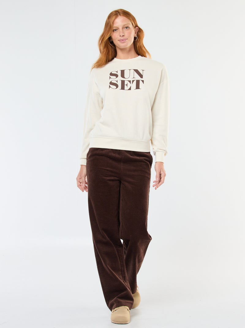 Jogging large en velours côtelé - Marron - Femme - 22.00€ - Kiabi